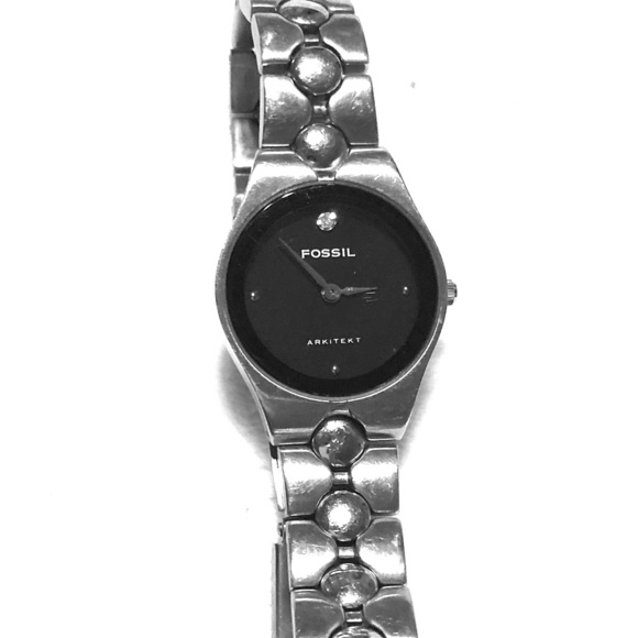 Fossil | Accessories | Fossil Diamond And Black Face Womens Watch ...